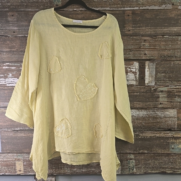 M Made In Italy | Tops | Made In Italyyellow Womens Top With Heart ...